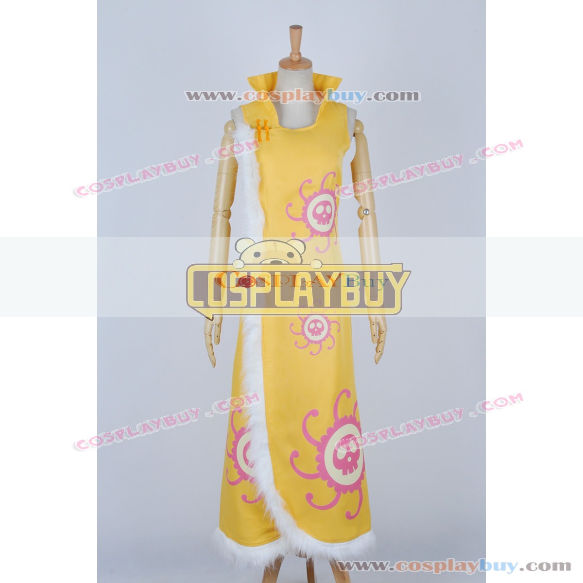 One Piece Cosplay Costume Pirate Empress Boa Hancock Yellow Cheongsam Dress