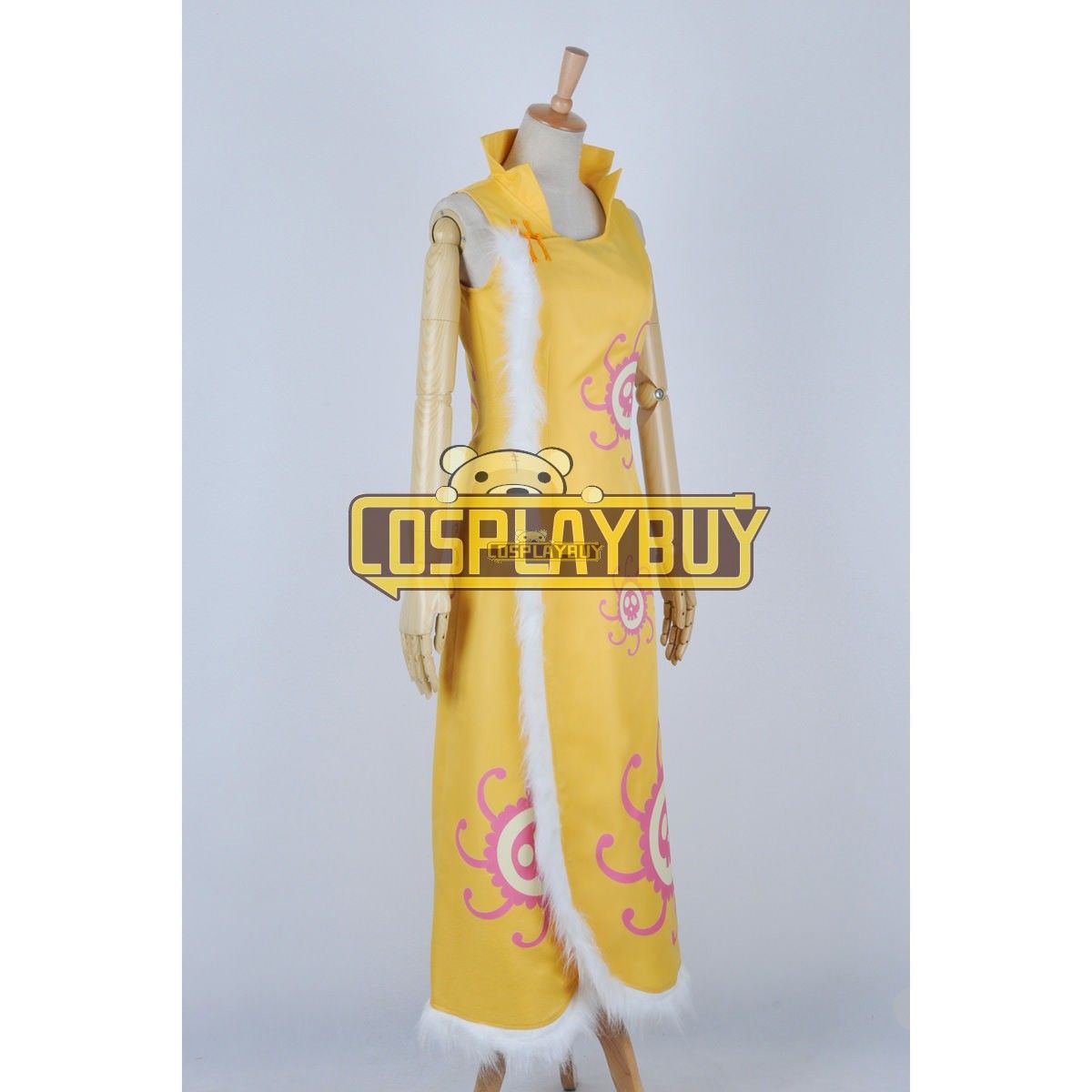One Piece Cosplay Costume Pirate Empress Boa Hancock Yellow Cheongsam Dress